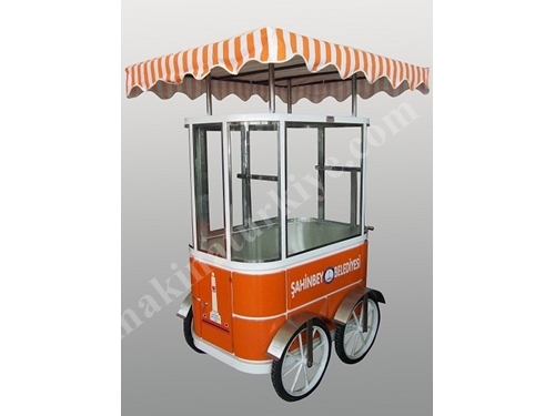 120x90x90 Cm Cam Dolaplı Simit Arabası Mavi Alev MAFC-01 ...