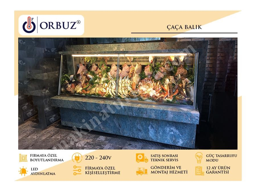 Monofaze Çaça Balık Teşhir Dolabı Orbuz Çaça | makinaturkiye.com