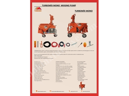 Turbomix 220 Mono Gypsum Machine Turbomix 220 V Mono | makinaturkiye.com